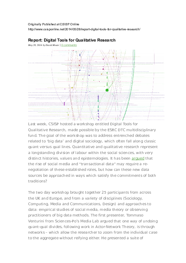 (DOC) Report: Digital Tools for Qualitative Research
