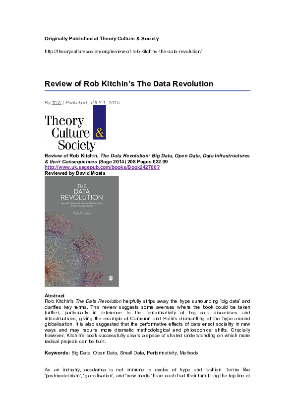 (DOC) Review of Rob Kitchin's Data Revolution