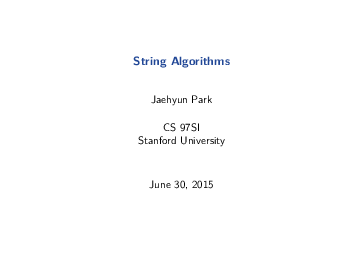 (PDF) String Algorithms