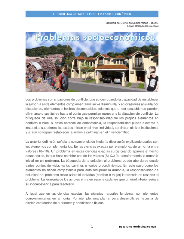 (PDF) El problema social y el problema socioeconómico