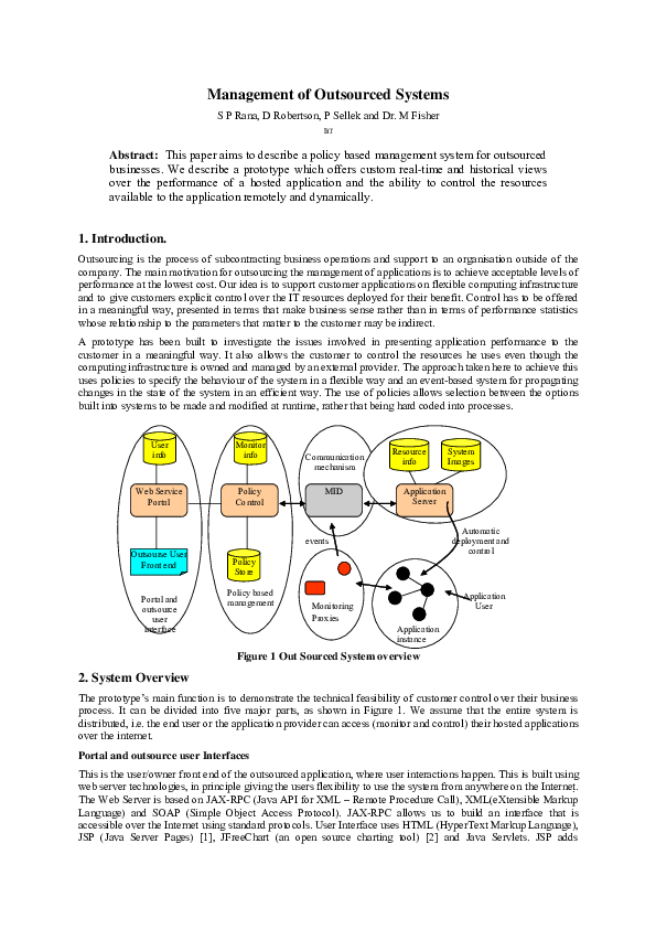 (PDF) Management of Outsourced Systems