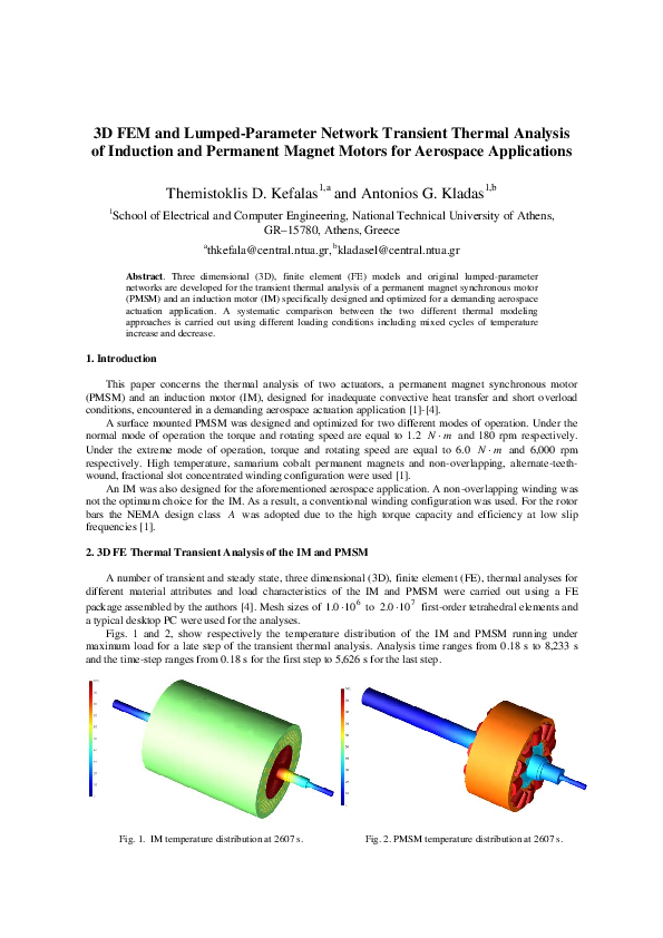 Pdf 3d Fem And Lumped Parameter Network Transient Thermal Analysis Of Induction And Permanent