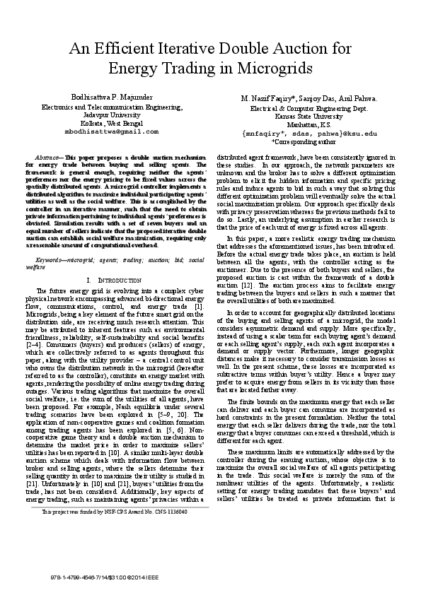 (PDF) An efficient iterative double auction for energy trading in microgrids