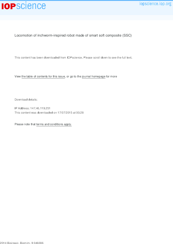 Pdf Locomotion Of Inchworm Inspired Robot Made Of Smart Soft Composite Ssc