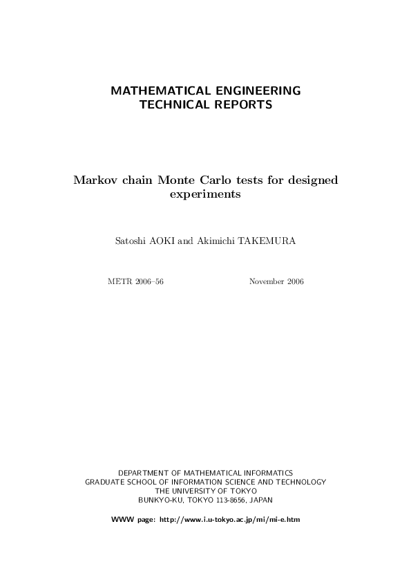 (PDF) MATHEMATICAL ENGINEERING TECHNICAL REPORTS