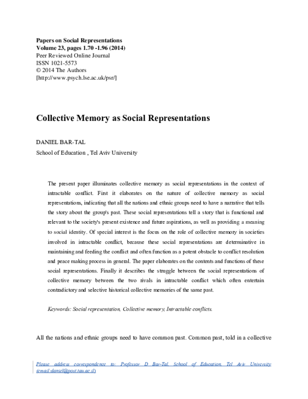 (DOC) Collective Memory as Social Representations