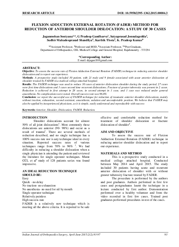 (PDF) FLEXION ADDUCTION EXTERNAL ROTATION (FADER) METHOD FOR REDUCTION ...