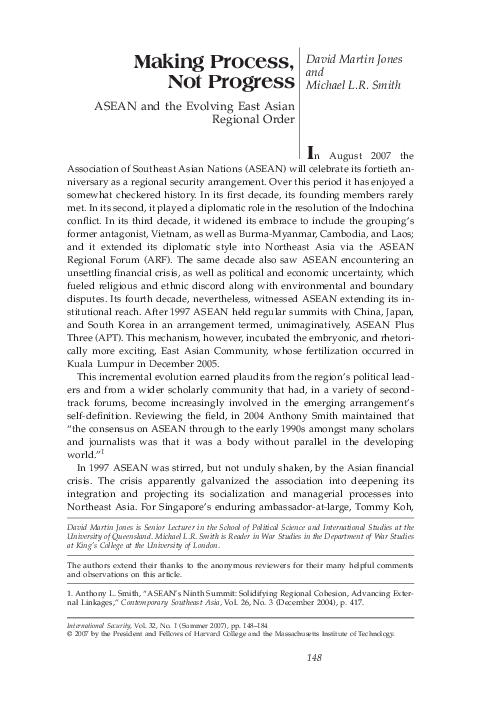 (PDF) ASEAN and the Evolving East Asian Regional Order