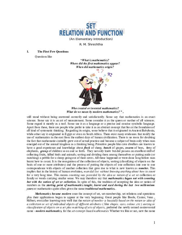 Doc Set Relation And Function An Elementary Introduction