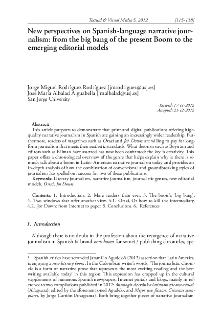 (PDF) New perspectives on Spanish-language narrative journalism: from ...