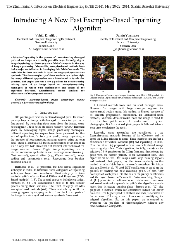 (PDF) Introducing a new fast exemplar-based inpainting algorithm