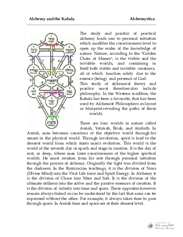 (PDF) Alchemy and Kabala