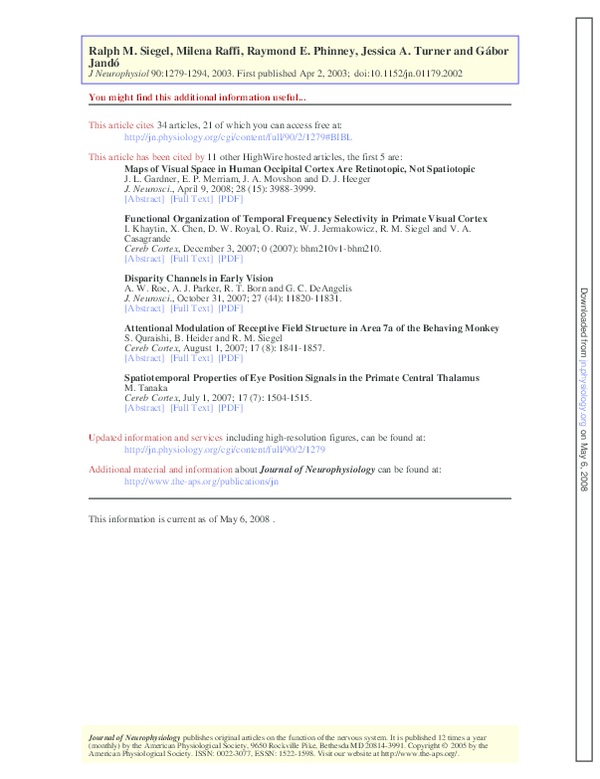 (PDF) Functional Architecture of Eye Position Gain Fields in Visual Association Cortex of ...