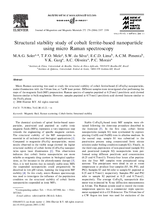 (PDF) Structural stability study of cobalt ferrite-based nanoparticle ...