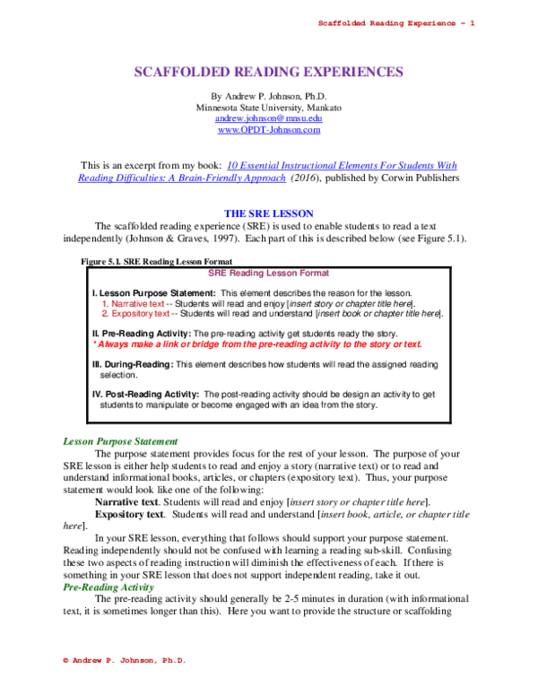 (PDF) PLANNING SCAFFOLDED READING EXPERIENCES