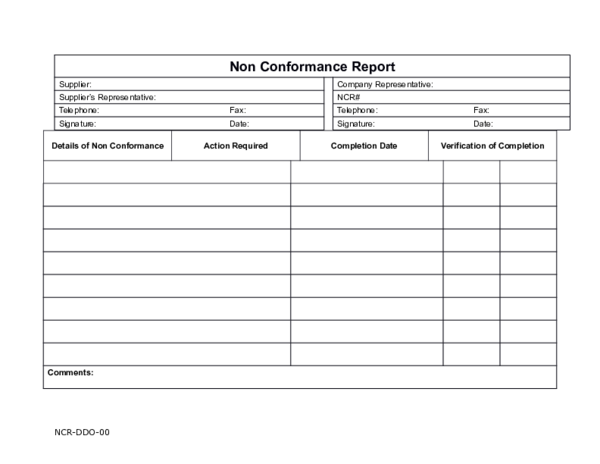 (DOC) Non Conformance Report
