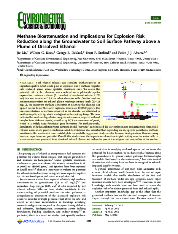 (PDF) Methane Bioattenuation and Implications for Explosion Risk ...
