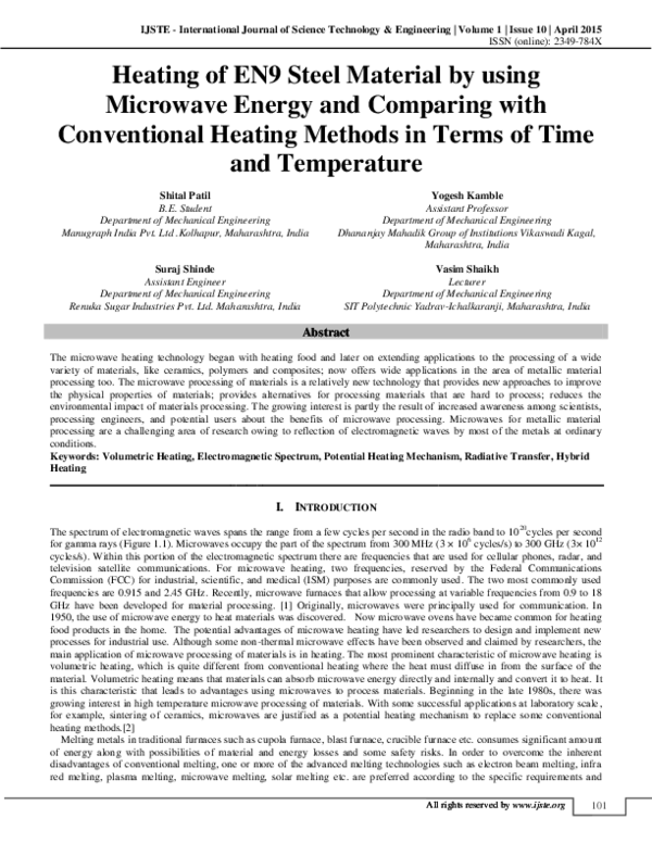 (PDF) Heating of EN9 Steel Material by Using Microwave Energy and ...