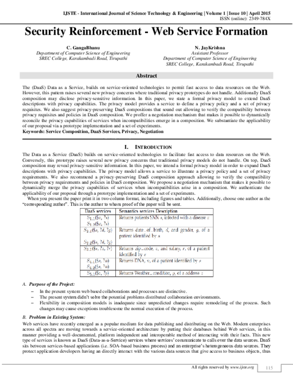 (PDF) Security Reinforcement - Web Service Formation