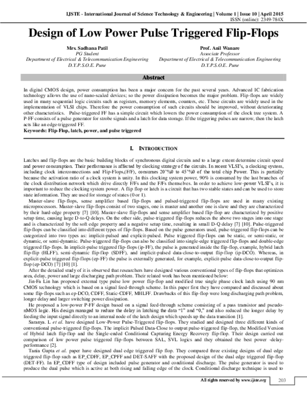 (PDF) Design of Low Power Pulse Triggered Flip-Flops