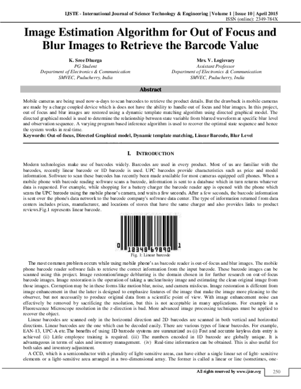 (PDF) Image Estimation Algorithm for Out of Focus and Blur Images to ...