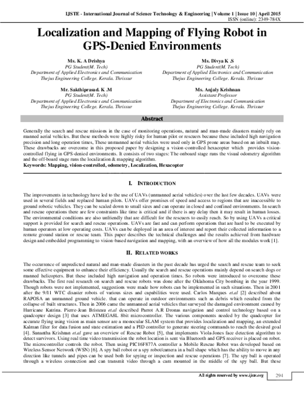 (PDF) Localization and Mapping of Flying Robot in GPS-Denied Environments