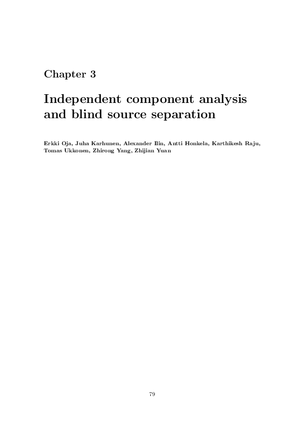 (PDF) Independent component analysis and blind source separation
