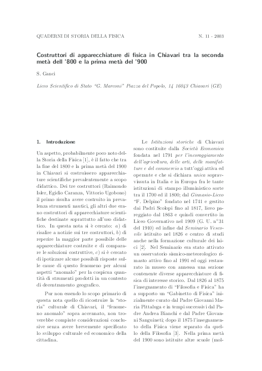 (PDF) History of Physics-paper in Italian