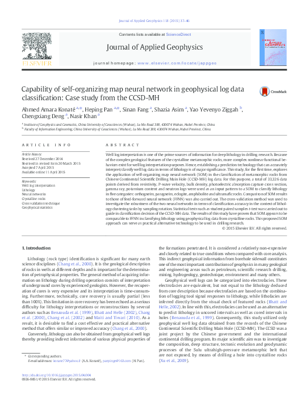 Pdf Capability Of Self Organizing Map Neural Network In Geophysical Log Data Classification