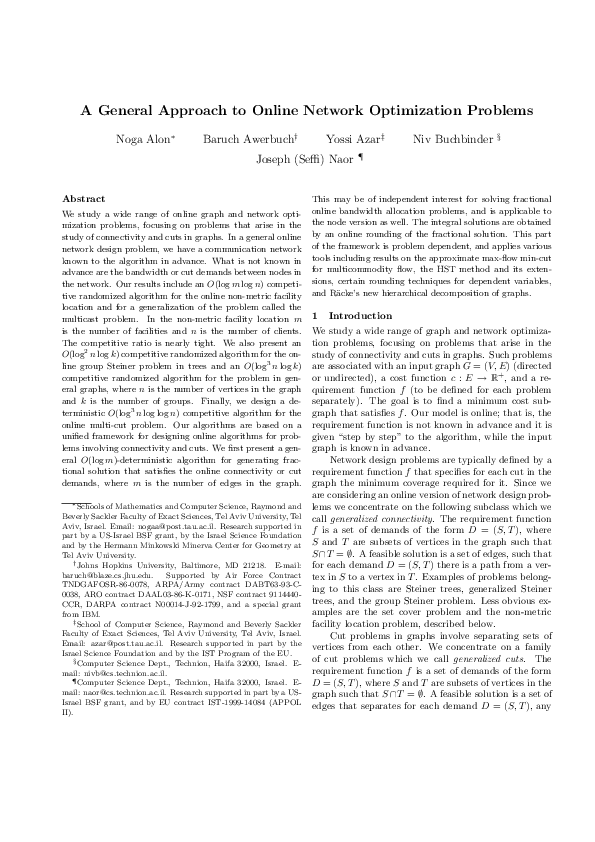 (PDF) A general approach to online network optimization problems