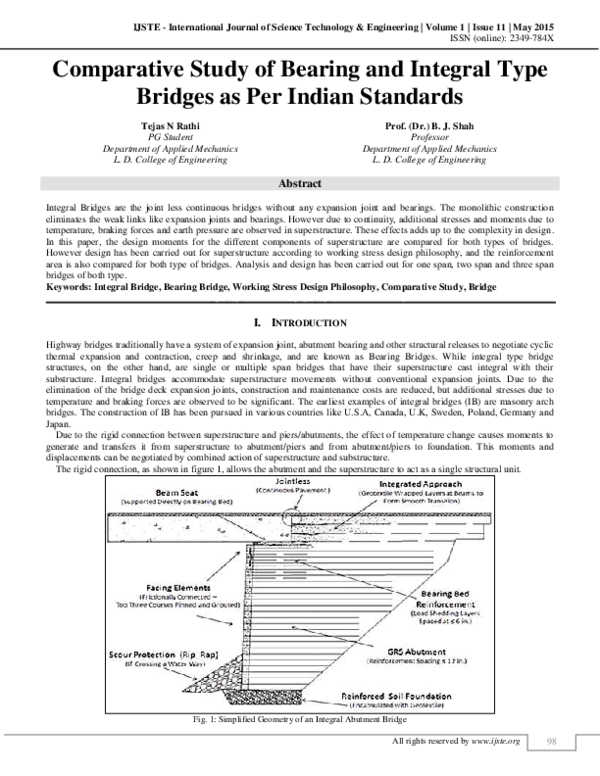 (PDF) Comparative Study of Bearing and Integral Type Bridges as Per ...