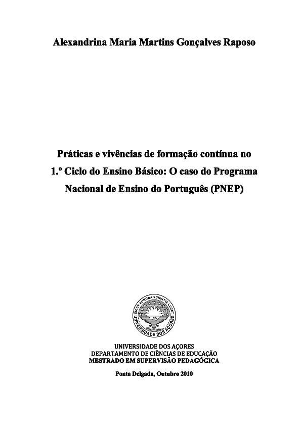 (PDF) Práticas e vivências de formação contínua no 1º Ciclo do Ensino ...