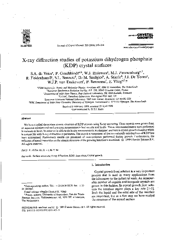 (PDF) X-ray diffraction studies of potassium dihydrogen phosphate (KDP ...