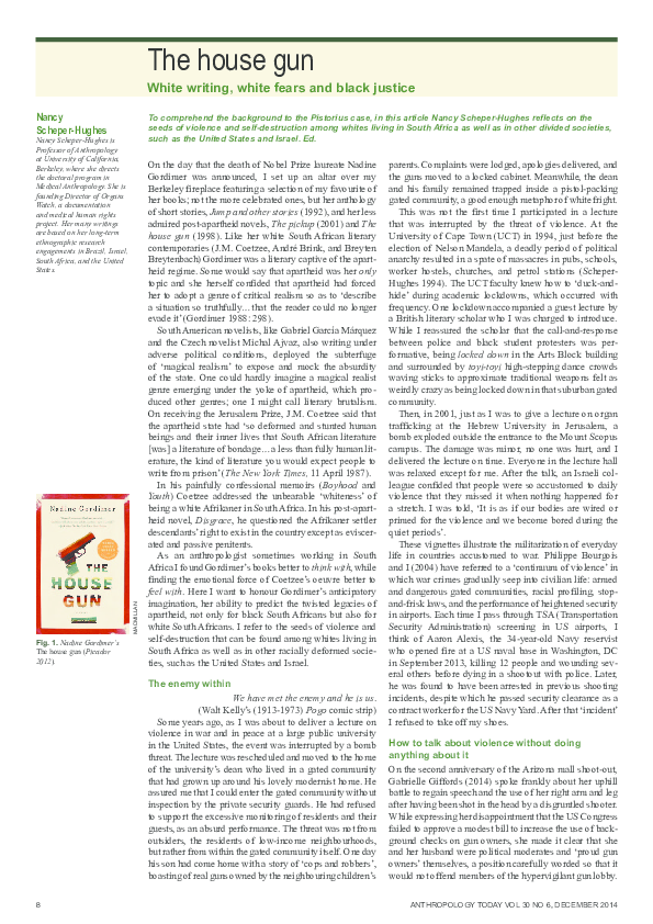 (PDF) The House Gun: White Writing, White Fears and Black Justice