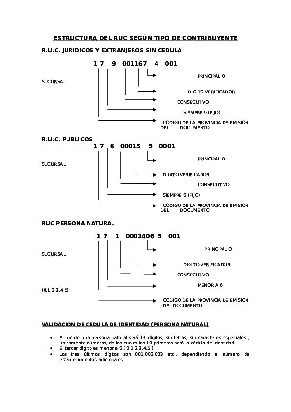 Estructura del RUC