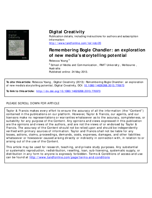 (PDF) Remembering Bogle Chandler: an exploration of new media's ...
