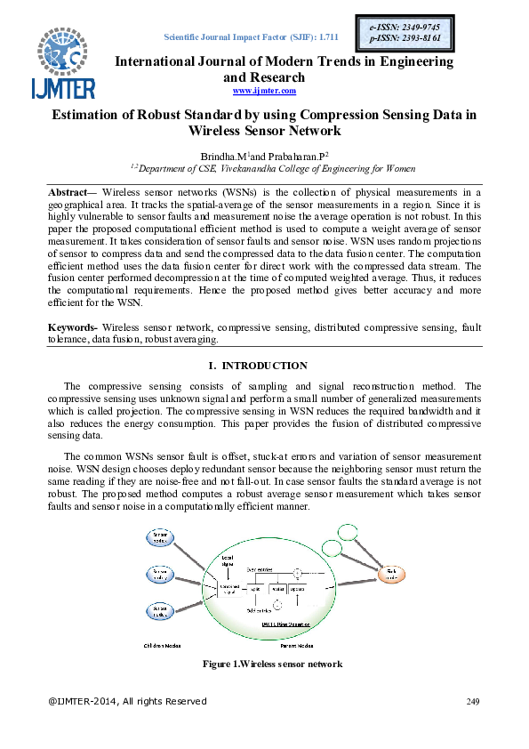 Pdf Estimation Of Robust Standard By Using Compression Sensing Data In Wireless Sensor Network
