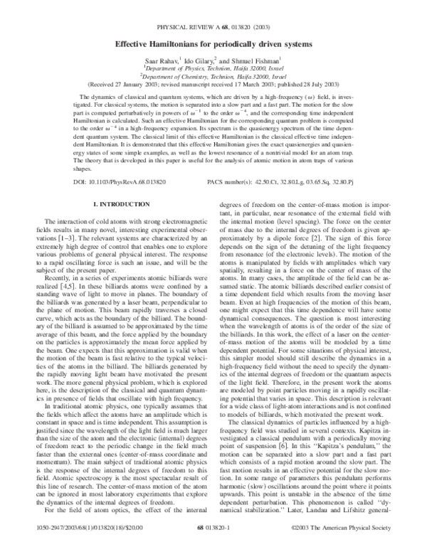 (PDF) Effective Hamiltonians for periodically driven systems