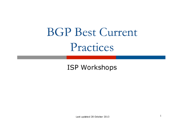 (PDF) BGP Best Current Practices ISP Workshops