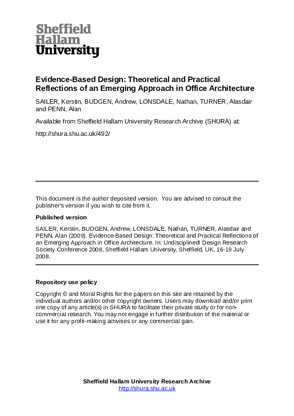 (PDF) Evidence-based design: theoretical and practical reflections of ...