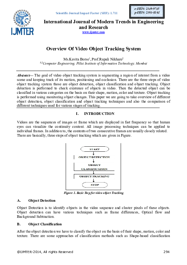 Pdf Overview Of Video Object Tracking System