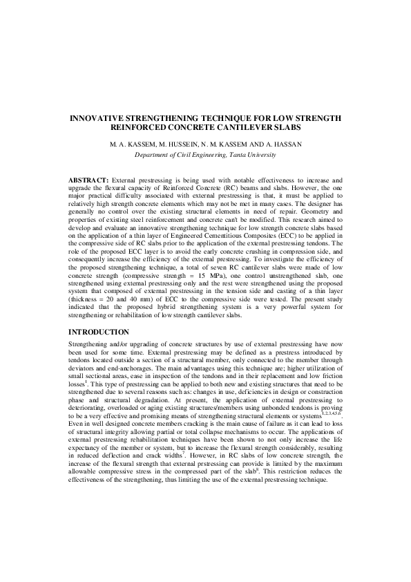 (PDF) INNOVATIVE STRENGTHENING TECHNIQUE FOR LOW STRENGTH REINFORCED ...