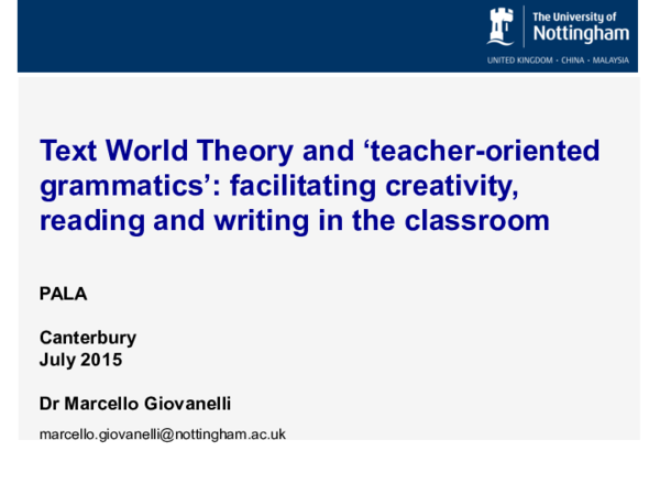 (PDF) Text World Theory and ‘teacher-oriented grammatics’: facilitating ...