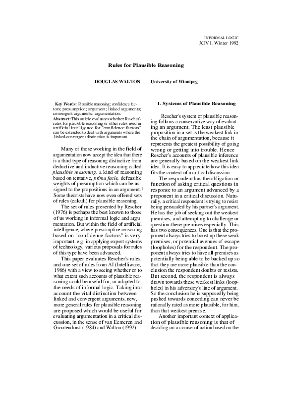 Rules for Plausible Reasoning