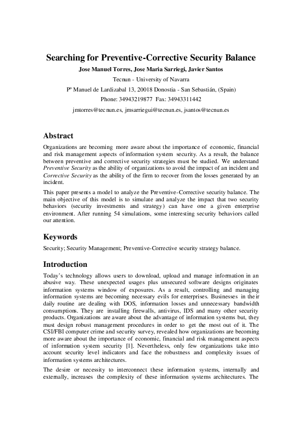 (PDF) Searching for Preventive-Corrective Security Balance