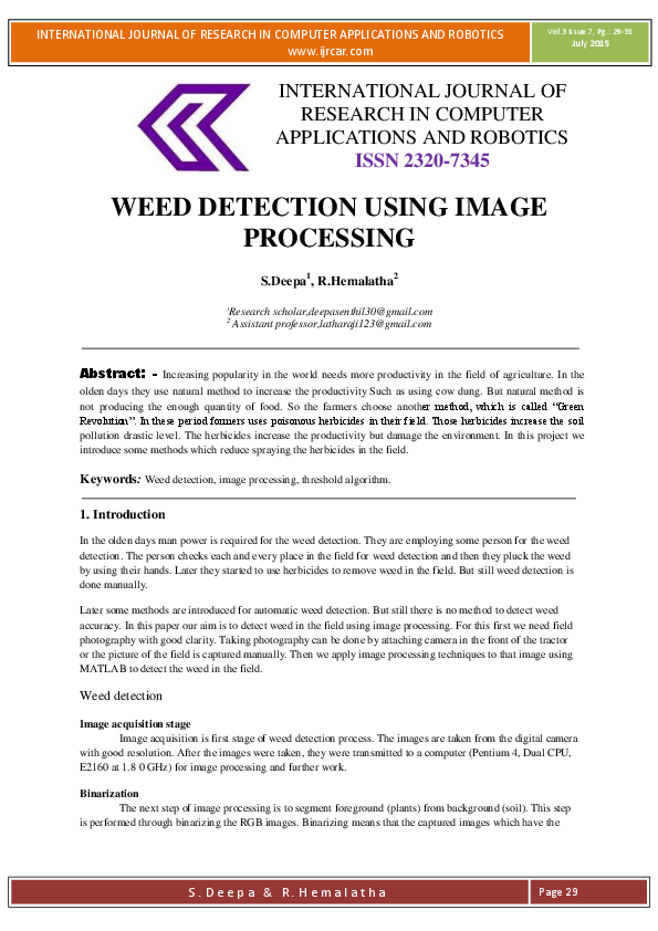 WEED DETECTION USING IMAGE PROCESSING