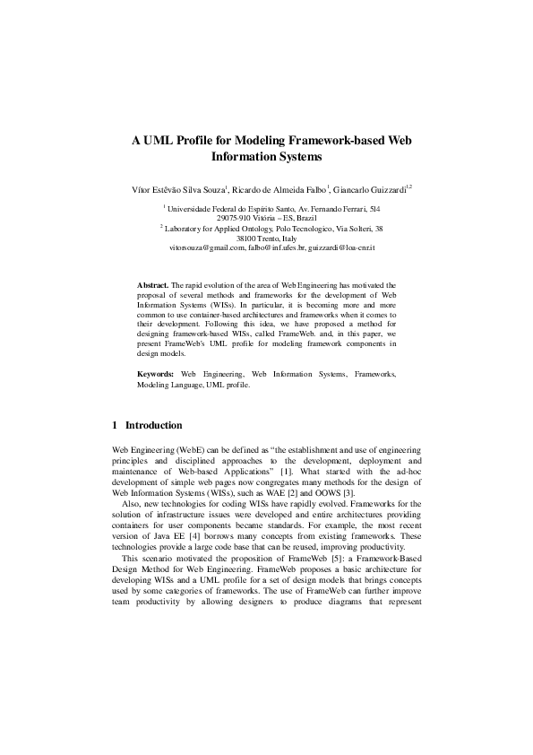 Pdf A Uml Profile For Modeling Framework Based Web Information Systems