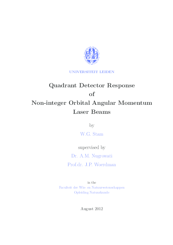 Pdf Quadrant Detector Response Of Non Integer Orbital Angular