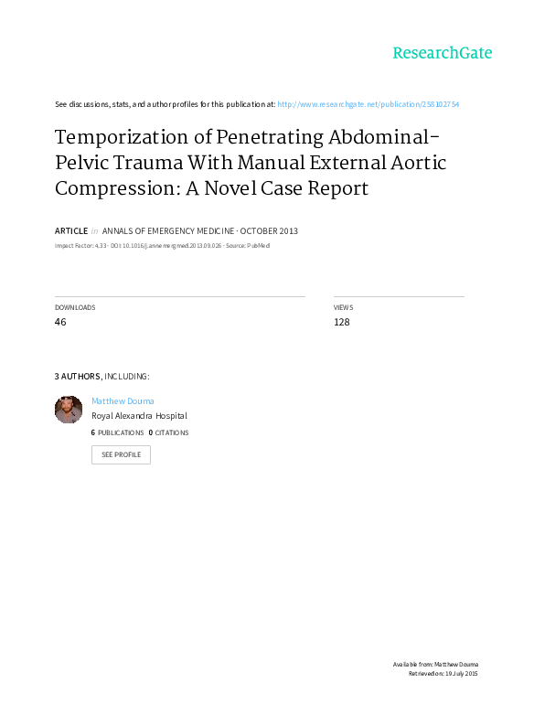 (PDF) Temporization of Penetrating Abdominal-Pelvic Trauma With Manual ...