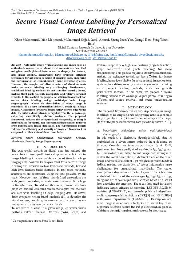 (PDF) Secure Visual Content Labelling for Personalized Image Retrieval